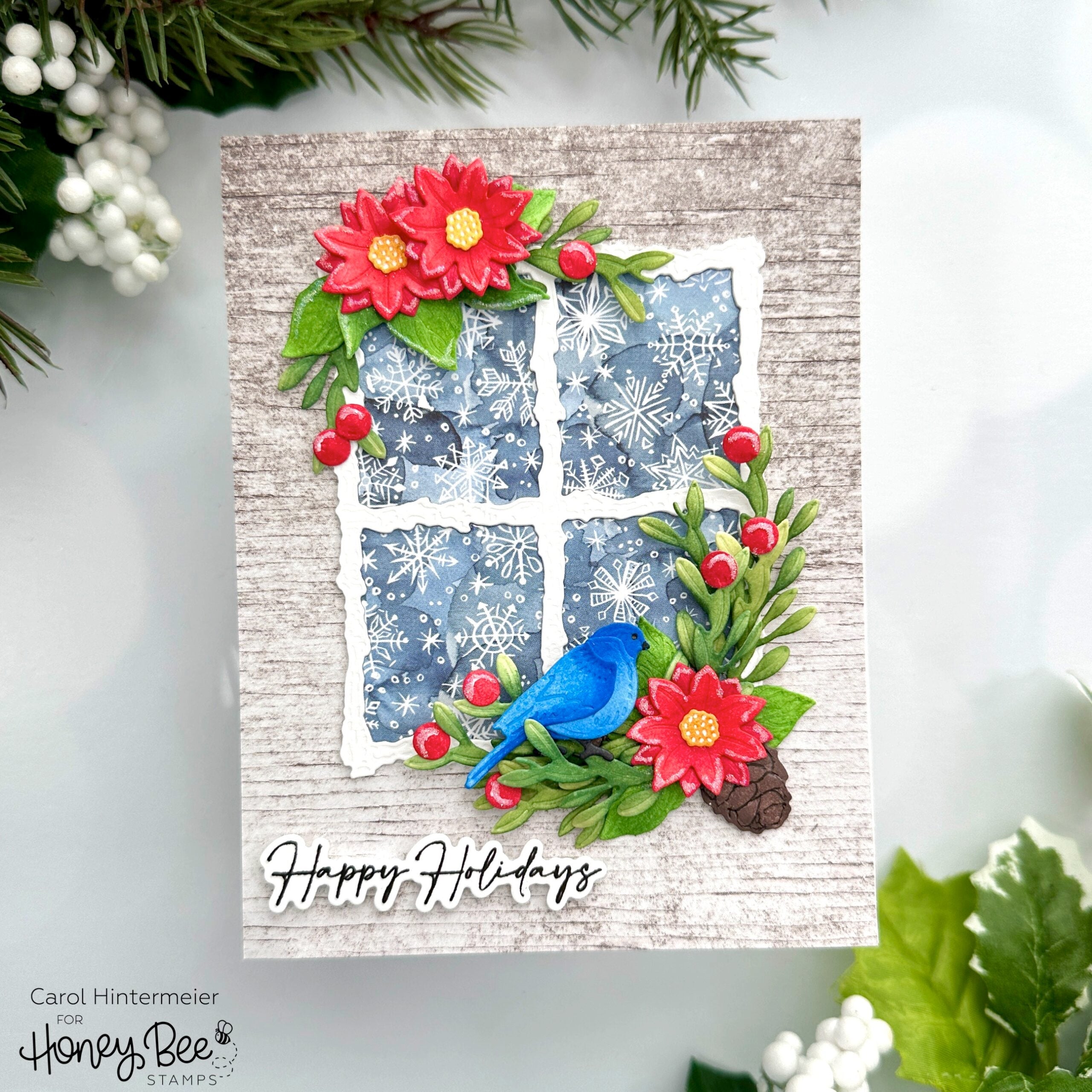 Happy Holidays Card--Lovely Layers: Seasonal Frame – Honey Bee Stamps