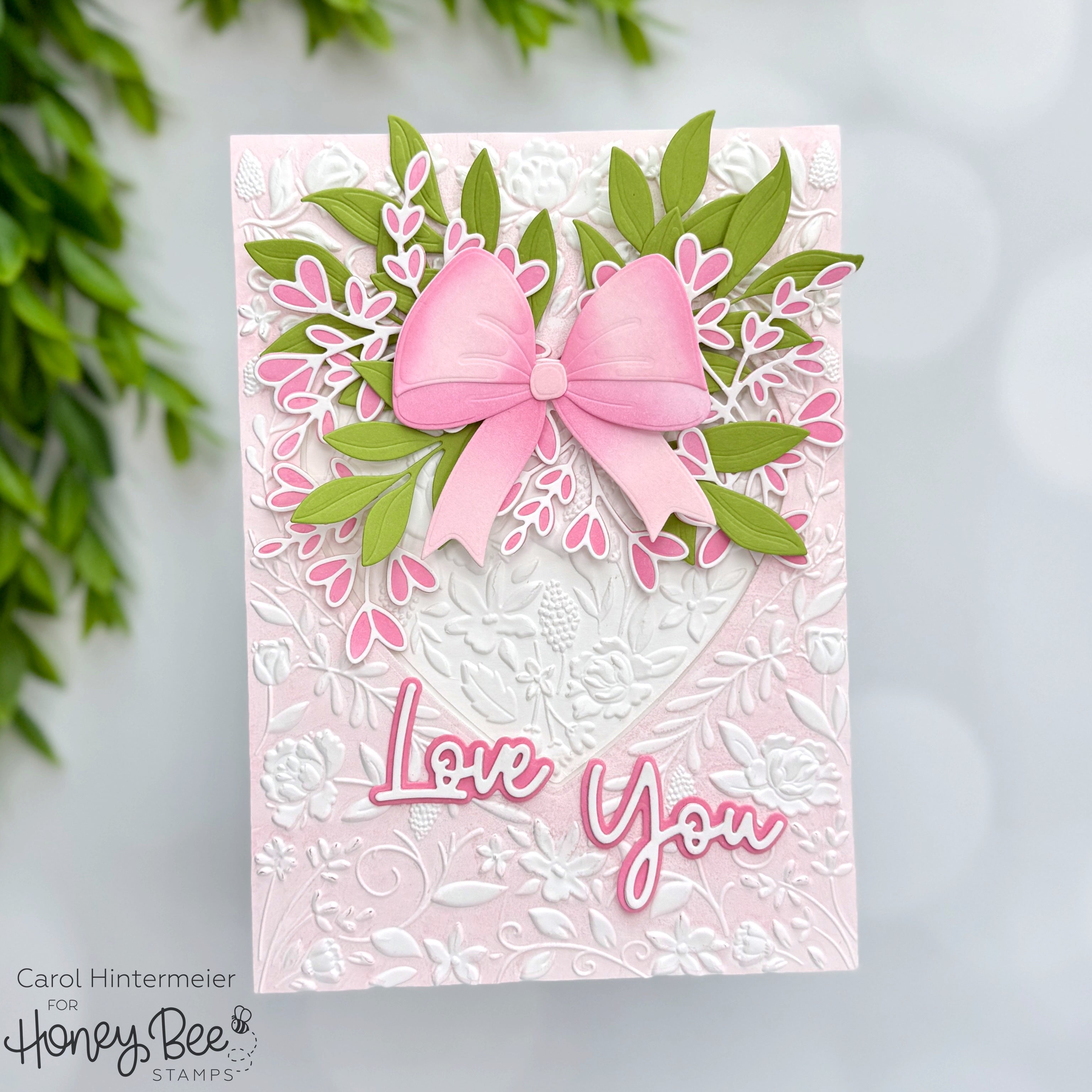 "Love You" Card With The Floral Heart Embossing Folder – Honey Bee Stamps