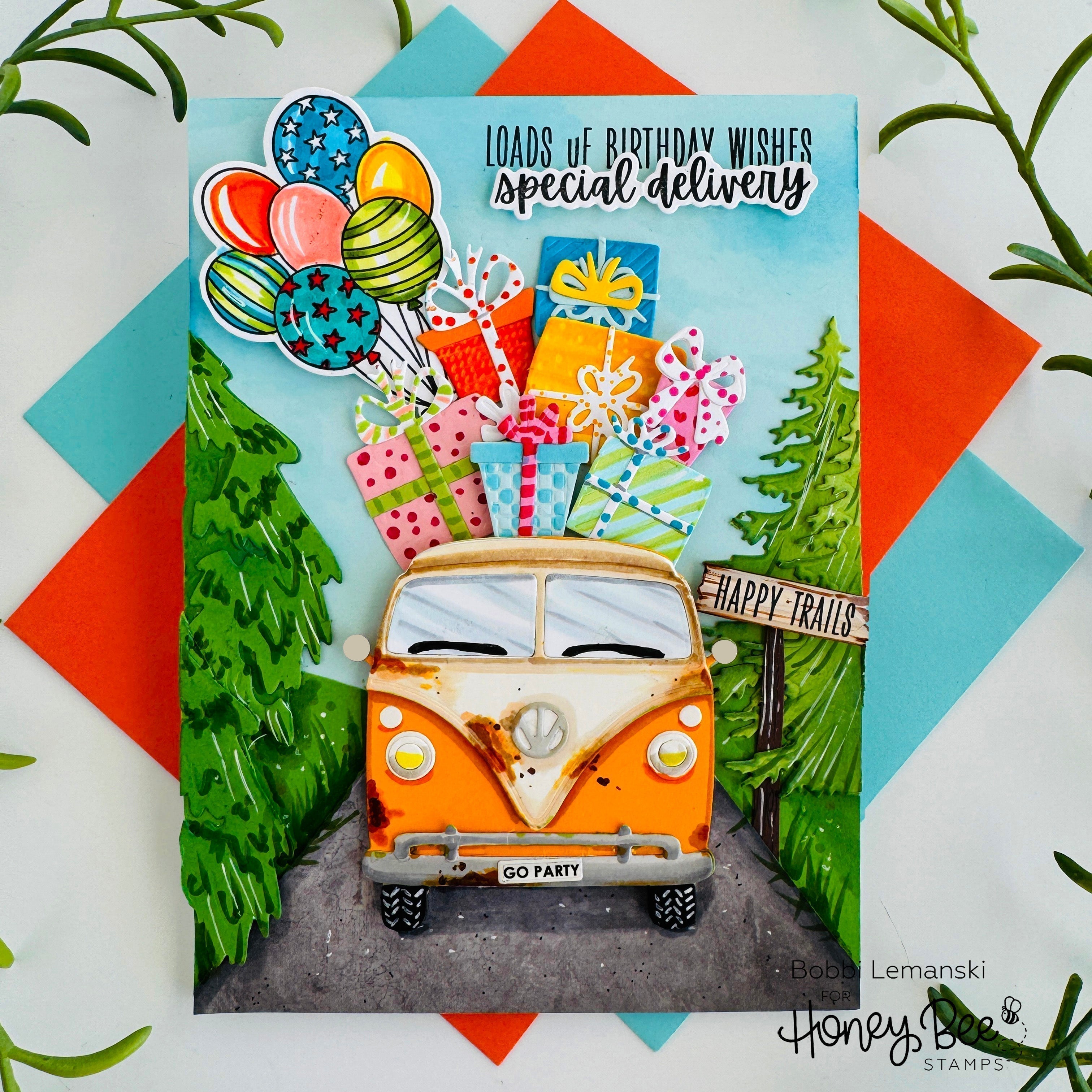 Vintage Birthday Bus Card by Bobbi Lemanski – Honey Bee Stamps