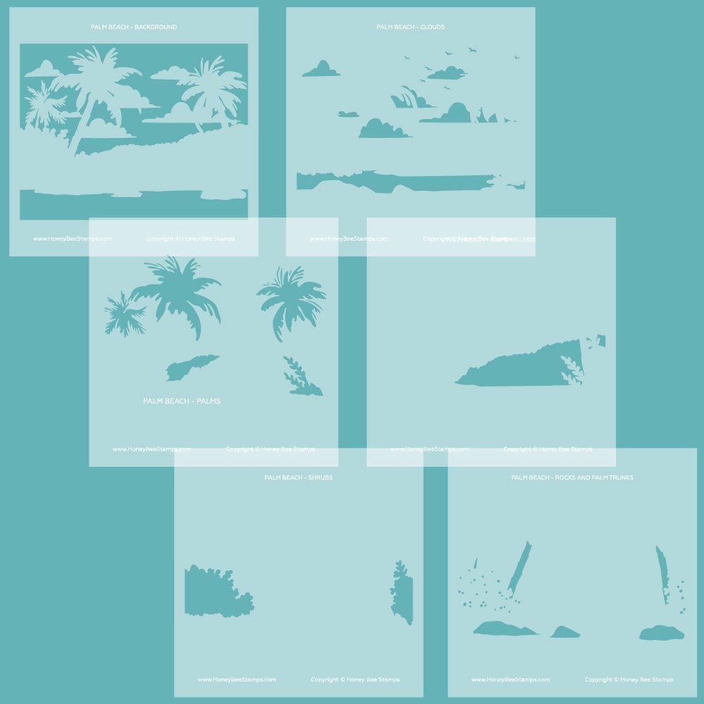 Palm Beach - Set of 6 - 6"x6" Coordinating Stencils – Honey Bee Stamps