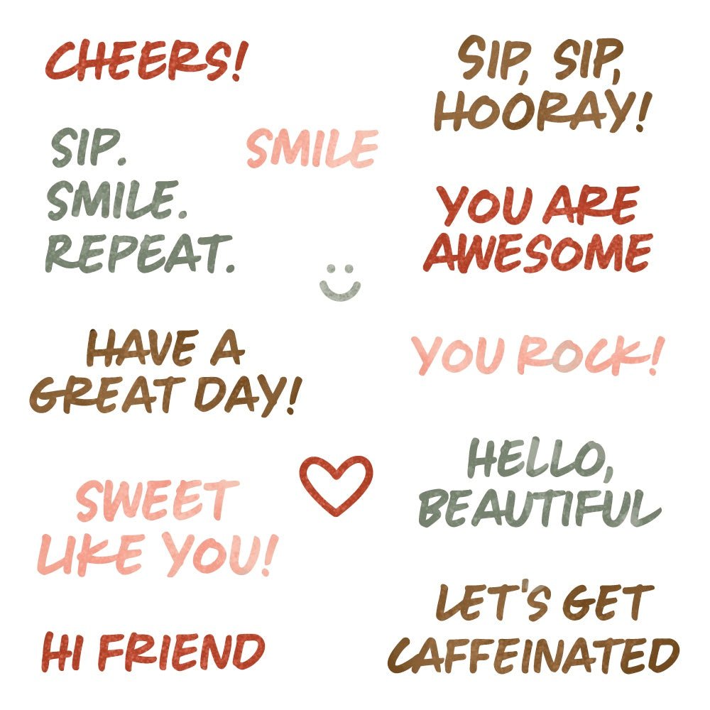 Sip. Smile. Repeat. - 4x 4 Photopolymer Stamp Set – Honey Bee Stamps