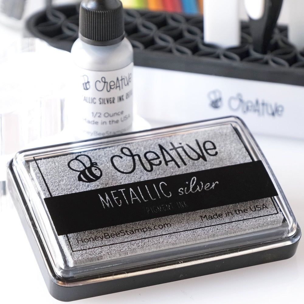 Bee Creative Ink Pad - Metallic Silver Pigment Ink – Honey Bee Stamps