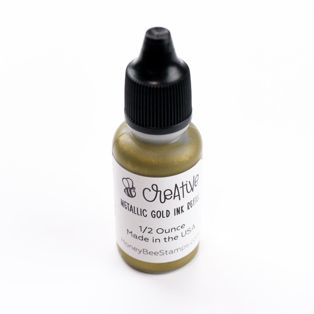 Bee Creative Ink Refill - Metallic Gold 1/2 Ounce Bottle – Honey Bee Stamps